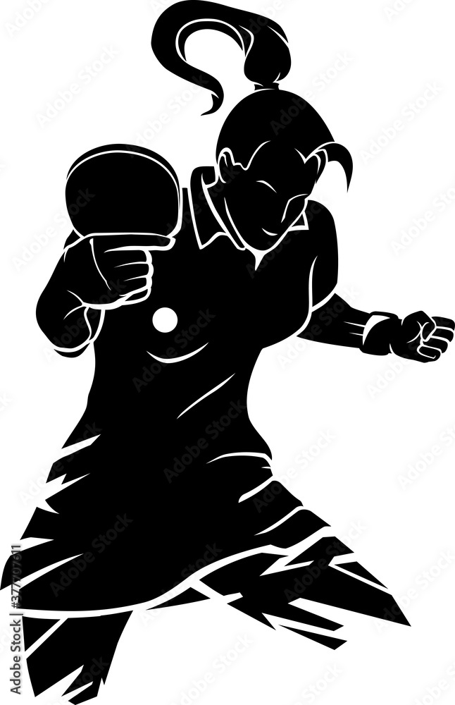 Female Table Tennis Player Front View Illustration Stock Vector | Adobe ...