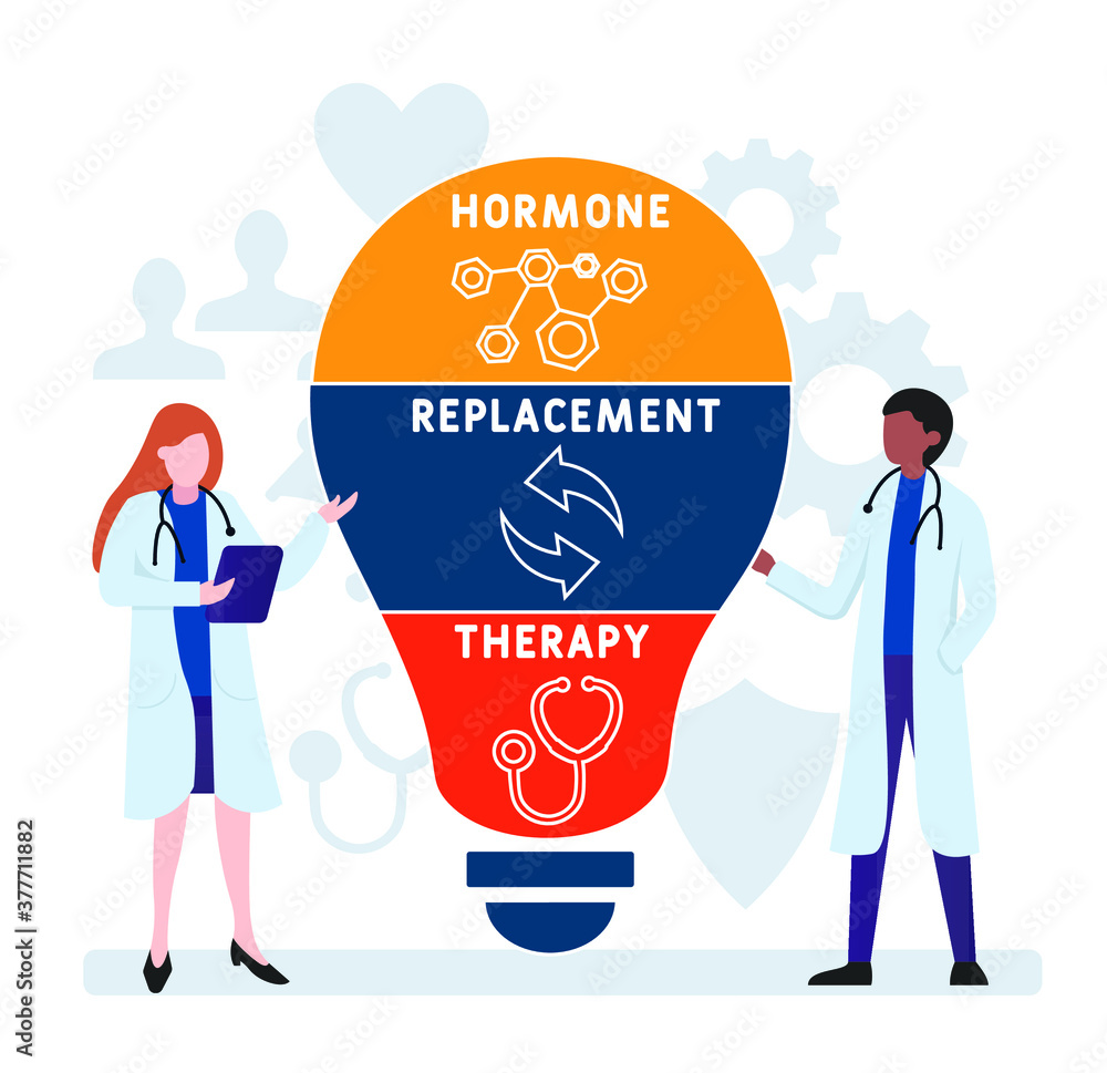 Flat Design With People Hrt Hormone Replacement Therapy Acronym