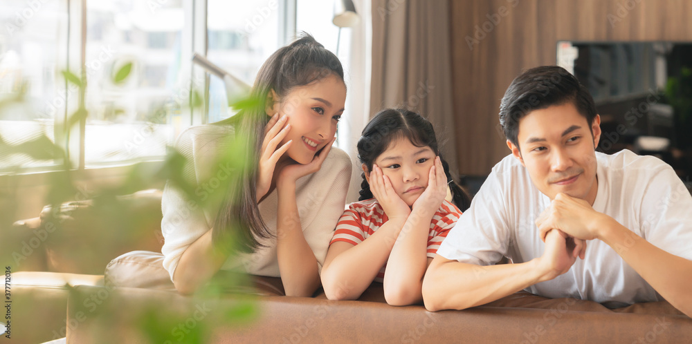 Happy Attractive Young asian Family Portrait Healthy harmony in life ...