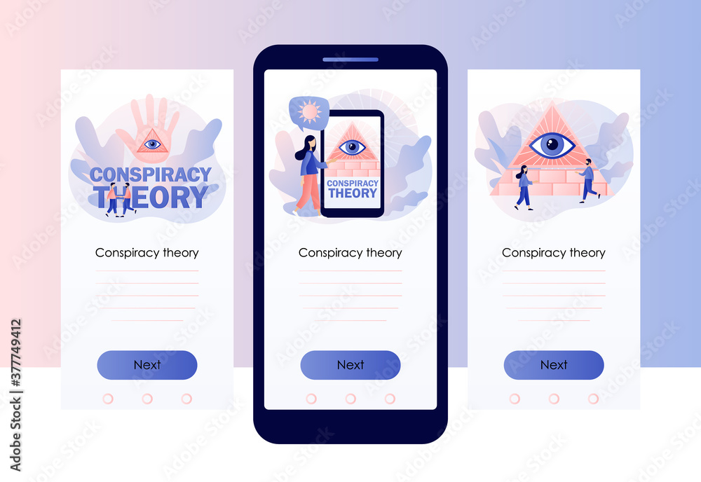 Conspiracy theory. Pyramid with all-seeing eye. Symbol of world ...