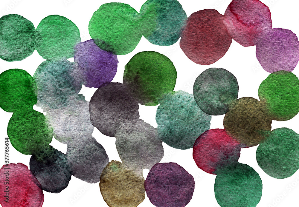 Simple abstract background with bubbles, falling confetti. Watercolor ...
