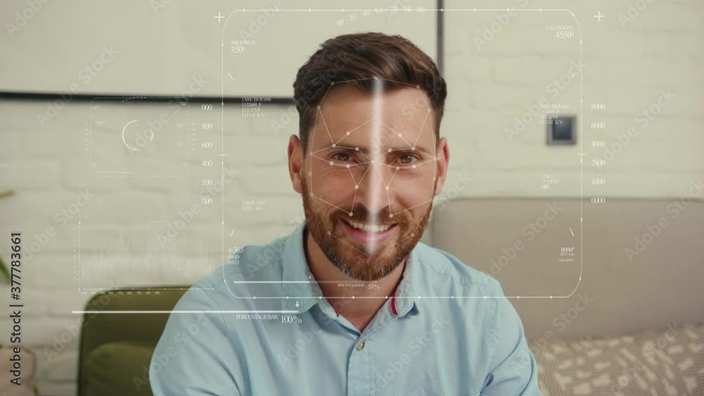 Vídeo do Stock: Portrait man Animation 3d recognition scanning mask of ...