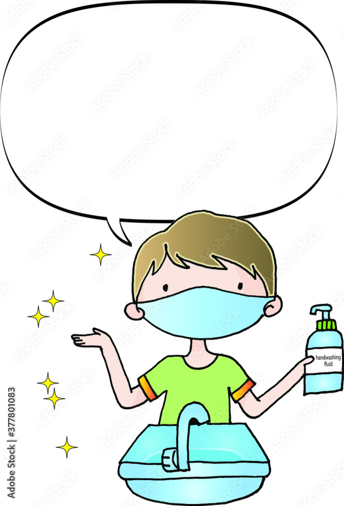 vector cartoon wash hands diligently Stock Vector | Adobe Stock