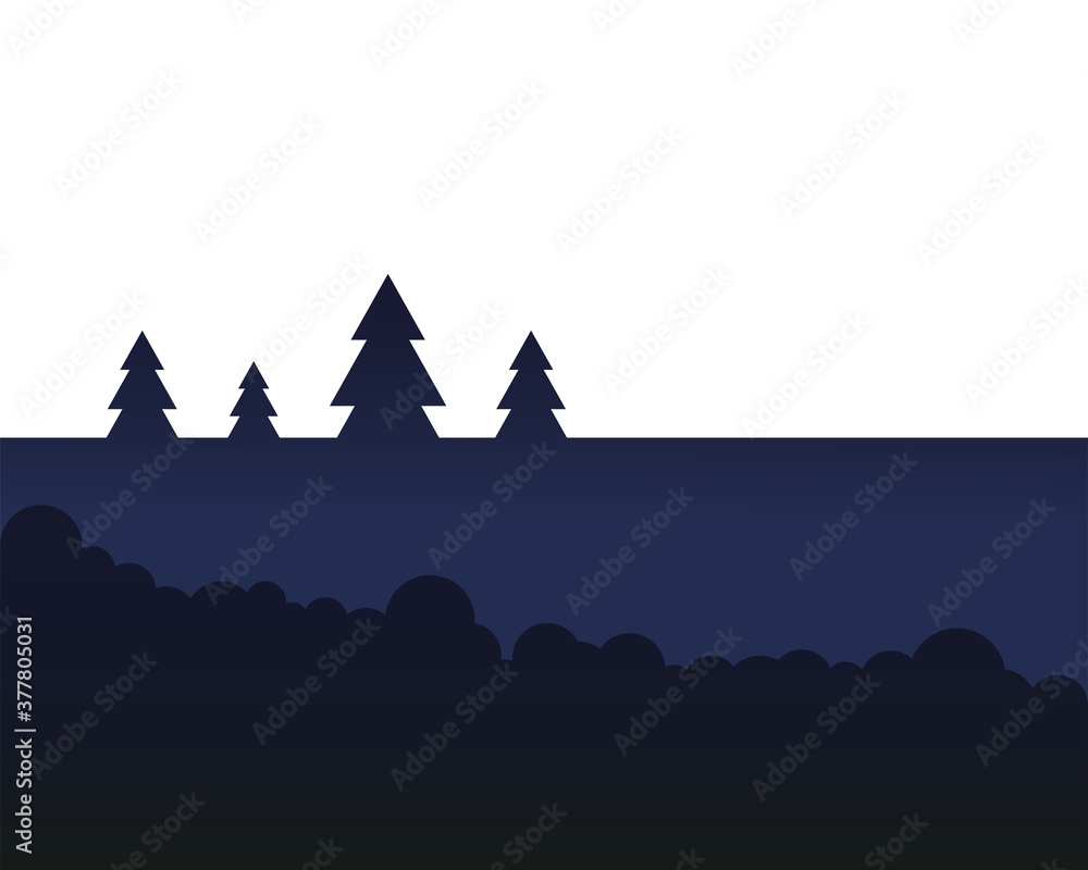 pine trees with shrubs landscape vector design Stock Vector | Adobe Stock