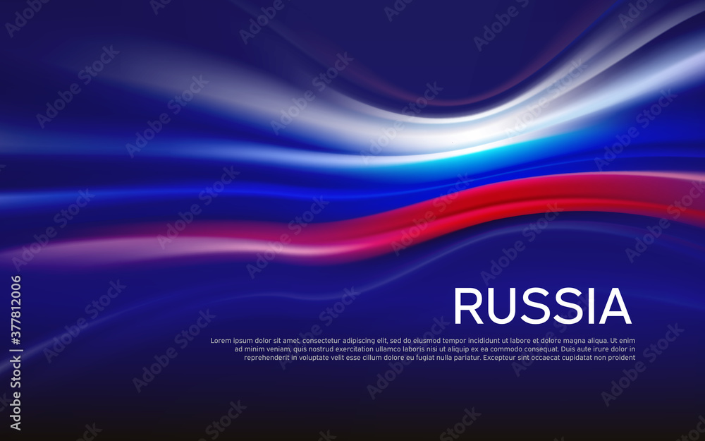 Russia flag background. Blurred pattern of light lines in the colors of ...