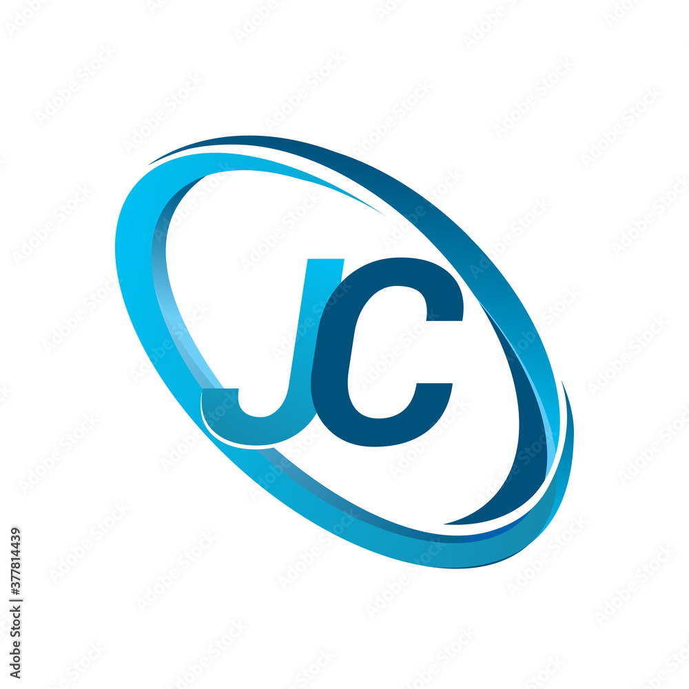 letter JC logotype design for company name colored blue swoosh. vector ...