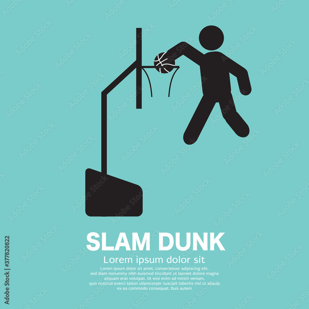 Slam Dunk Basket Ball Icon Black Symbol Vector Illustration. Stock ...