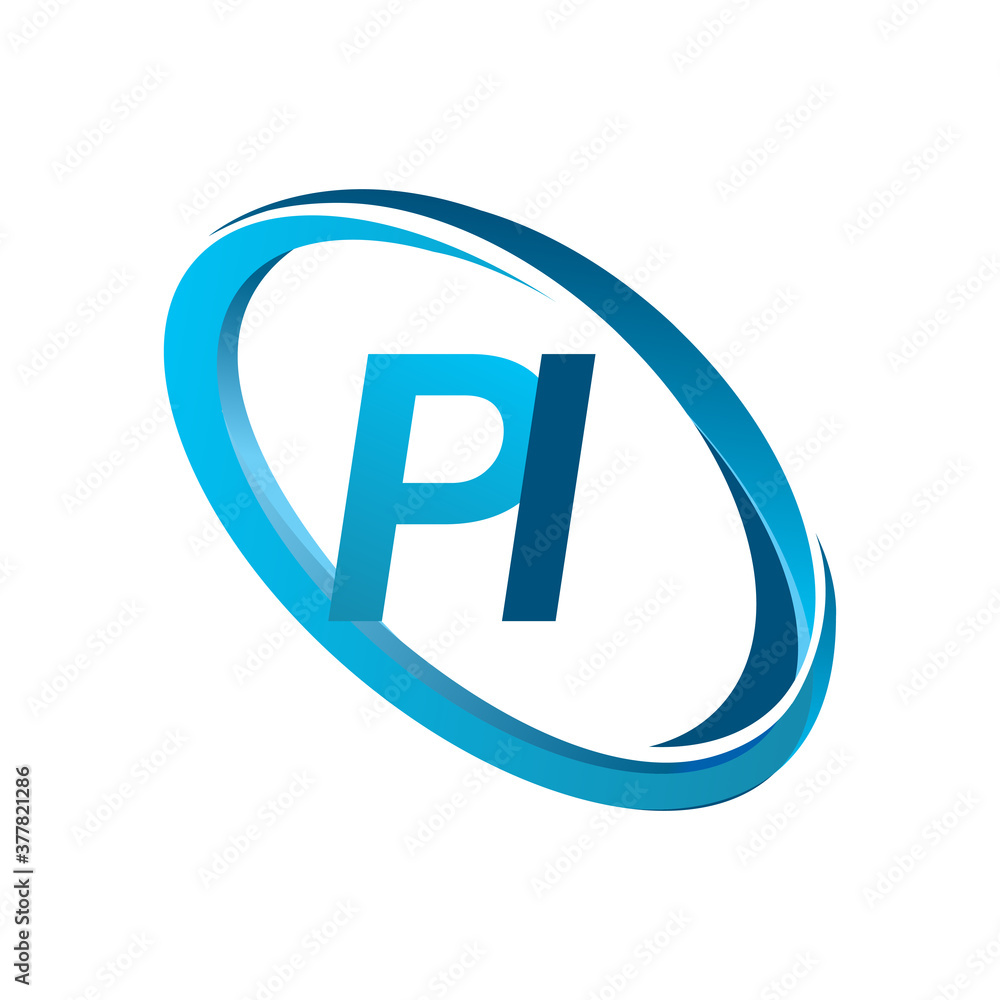 letter PI logotype design for company name colored blue swoosh. vector ...