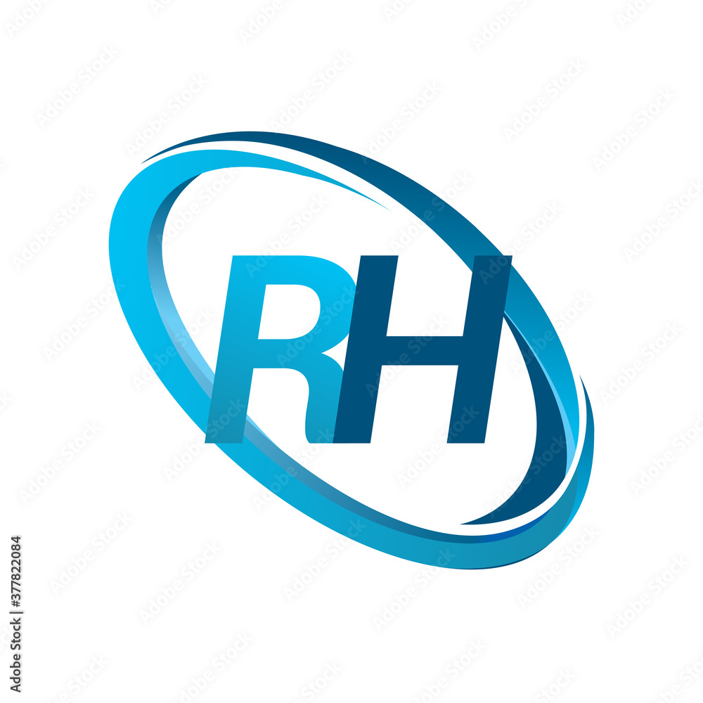 letter RH logotype design for company name colored blue swoosh. vector ...