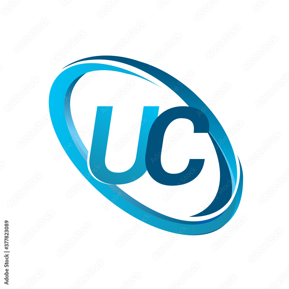 letter UC logotype design for company name colored blue swoosh. vector ...