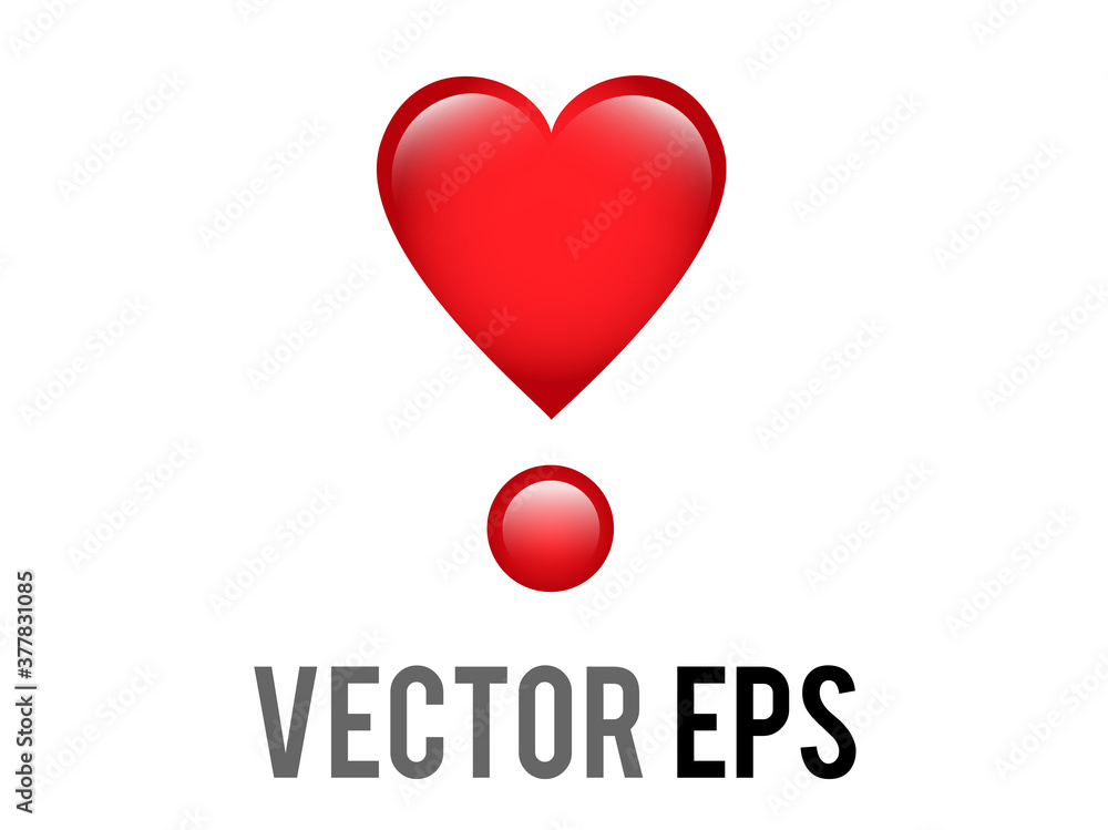 Vector love red glossy love heart exclamation mark icon, used for ...