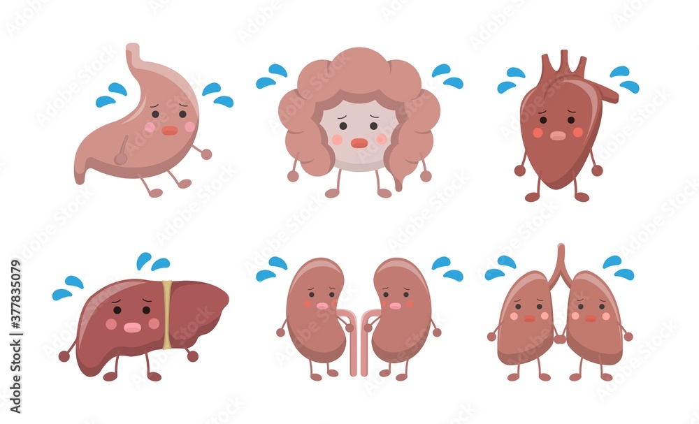 Human organs emoji action set, illustration icon cartoon character ...