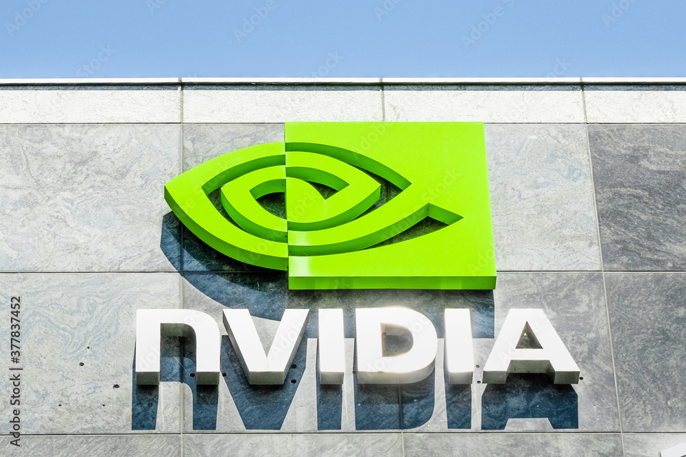 Foto de August 9, 2019 Santa Clara / CA / USA - The NVIDIA logo and ...