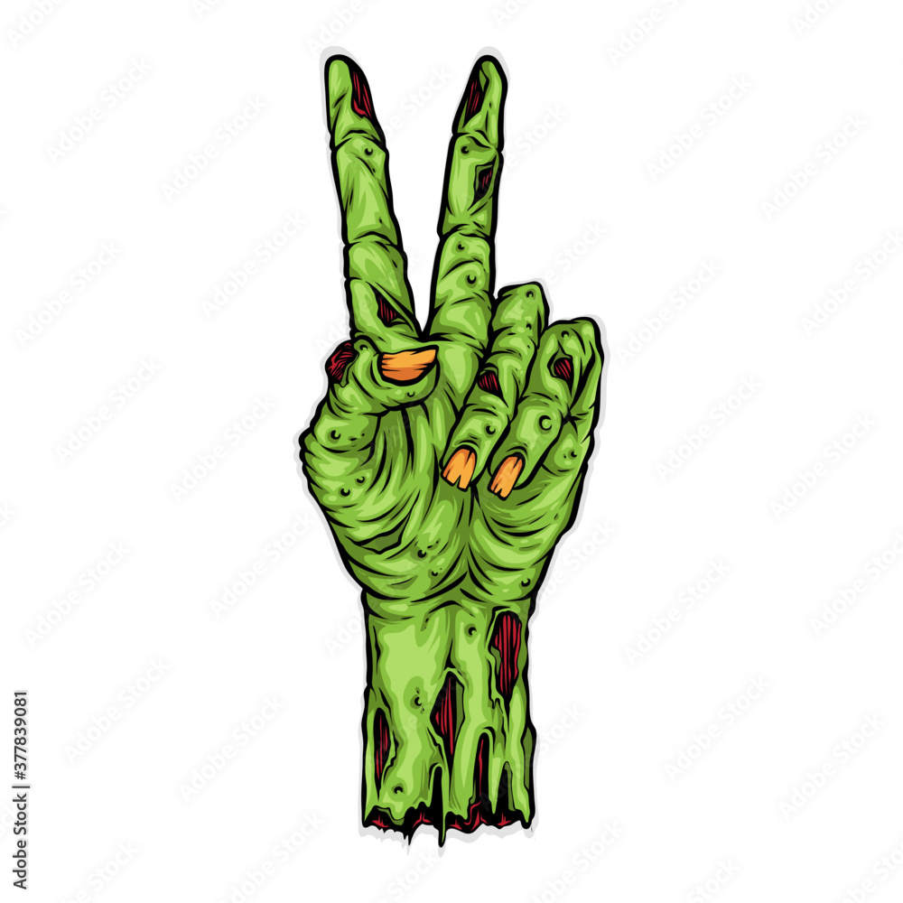 peace sign zombie hand vector Stock Vector | Adobe Stock