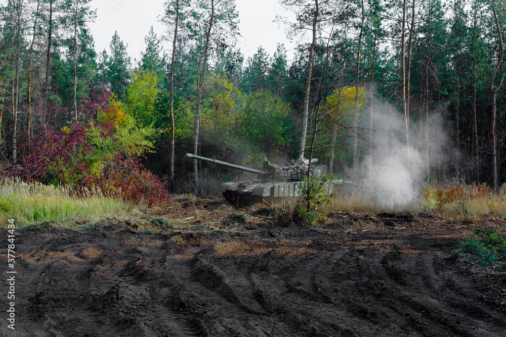 panzer T-64 is ready for battle on the eastern front of Ukraine in ...