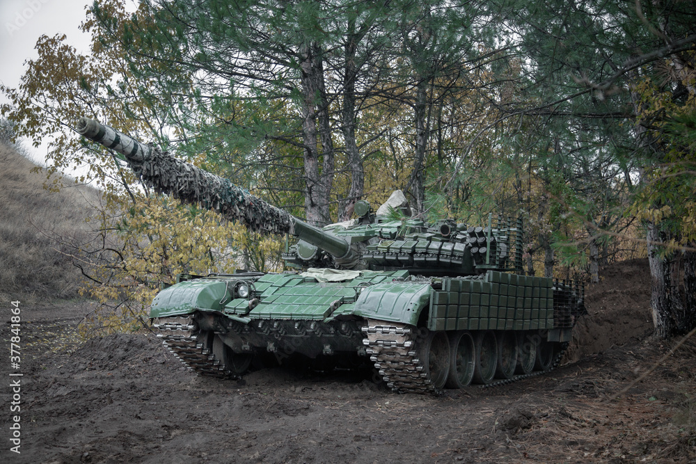 panzer T-64 is ready for battle on the eastern front of Ukraine in ...