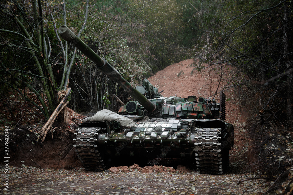 panzer T-64 is ready for battle on the eastern front of Ukraine in ...