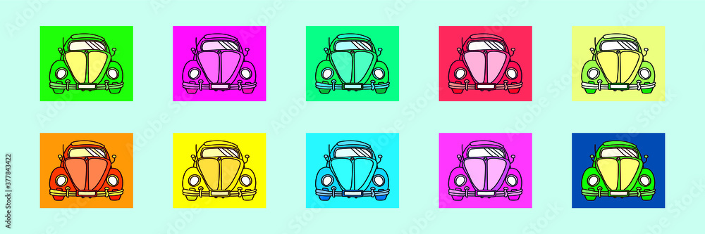 set of cartoon icon design template with various models. vector ...
