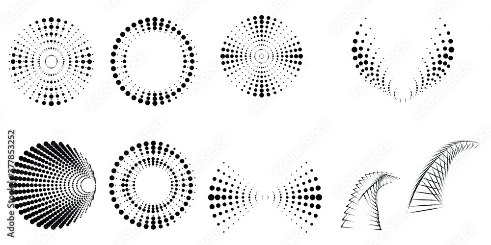 Halftone dots in tunnel form. round logo . vector dotted frame pipe ...