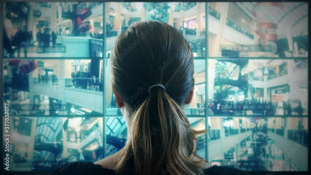 Watching Multiscreen Security Cameras In Shopping Mall Multicam System ...