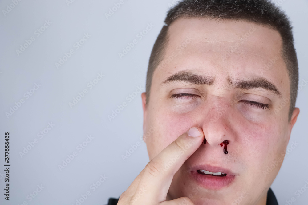 The man's nose started bleeding. High blood pressure caused blood ...