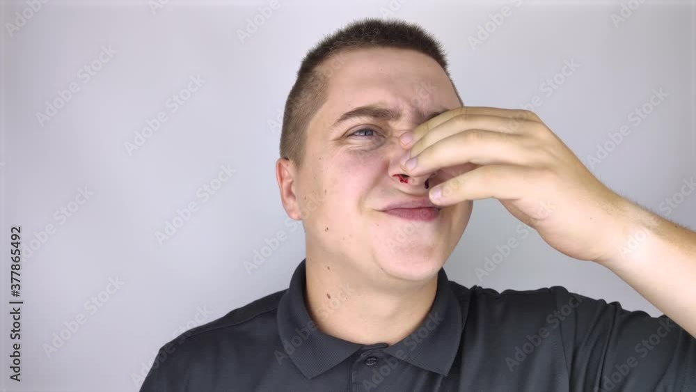 The man's nose started bleeding. High blood pressure caused blood ...