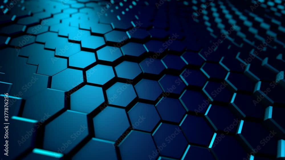 Wavy technology background with moving hexagonal structure Stock Video ...