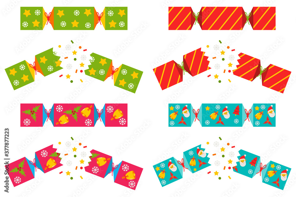 Christmas cracker vector set isolated on a white background. Stock ...