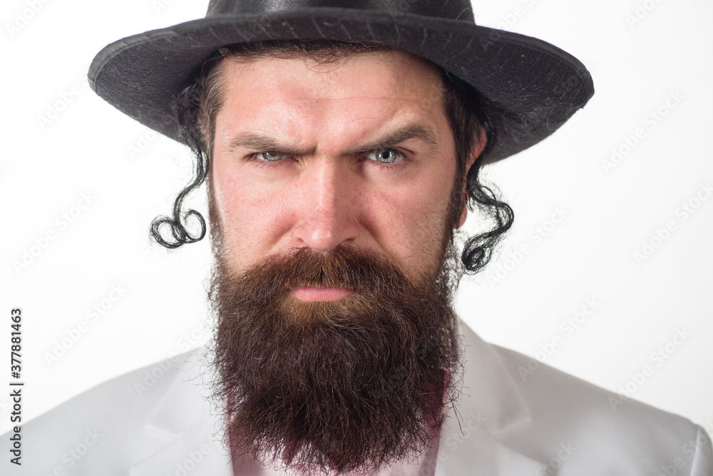 Jewish man. Bearded jewish man. Close up portrait of bearded orthodox ...