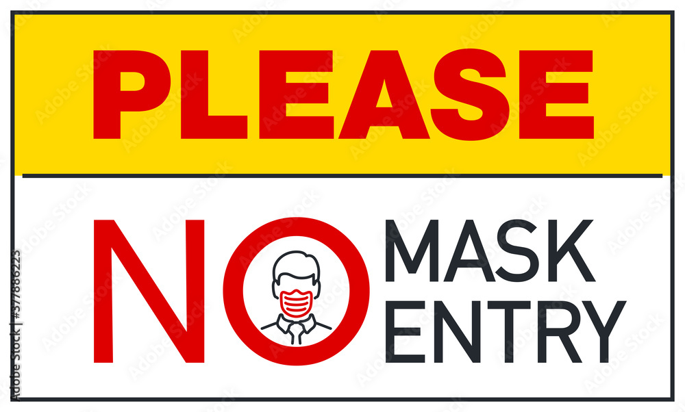 No Face Mask, No Entry Wrong and Right Wear line Icon banner isolated ...