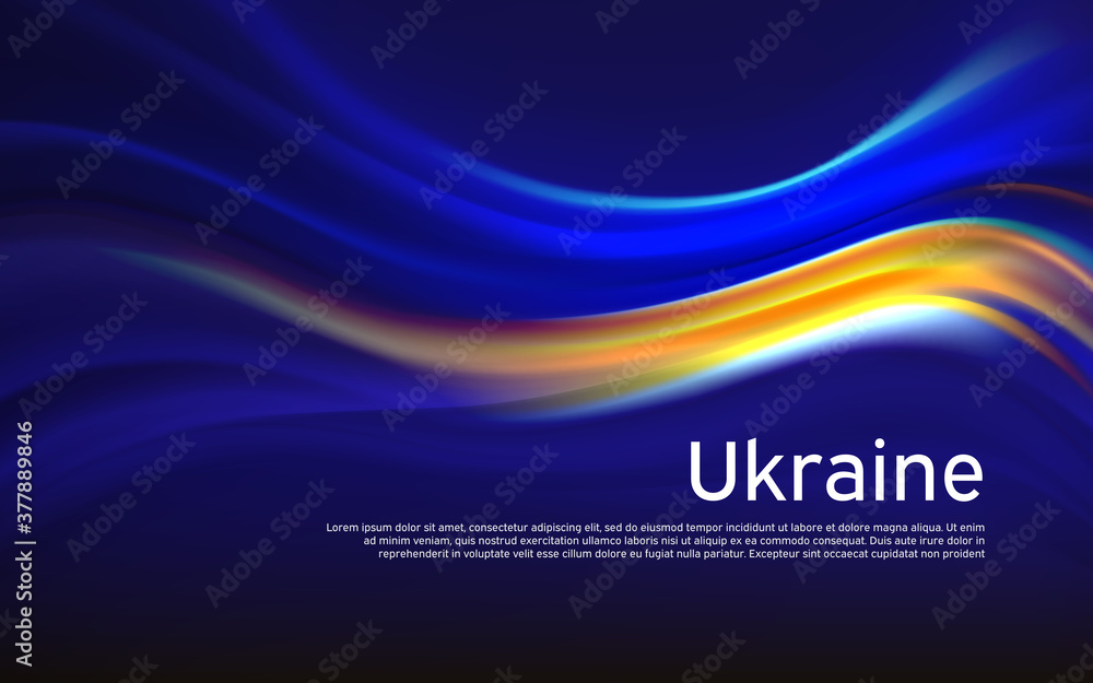 Ukraine flag background. Blurred pattern of light lines in the colors ...