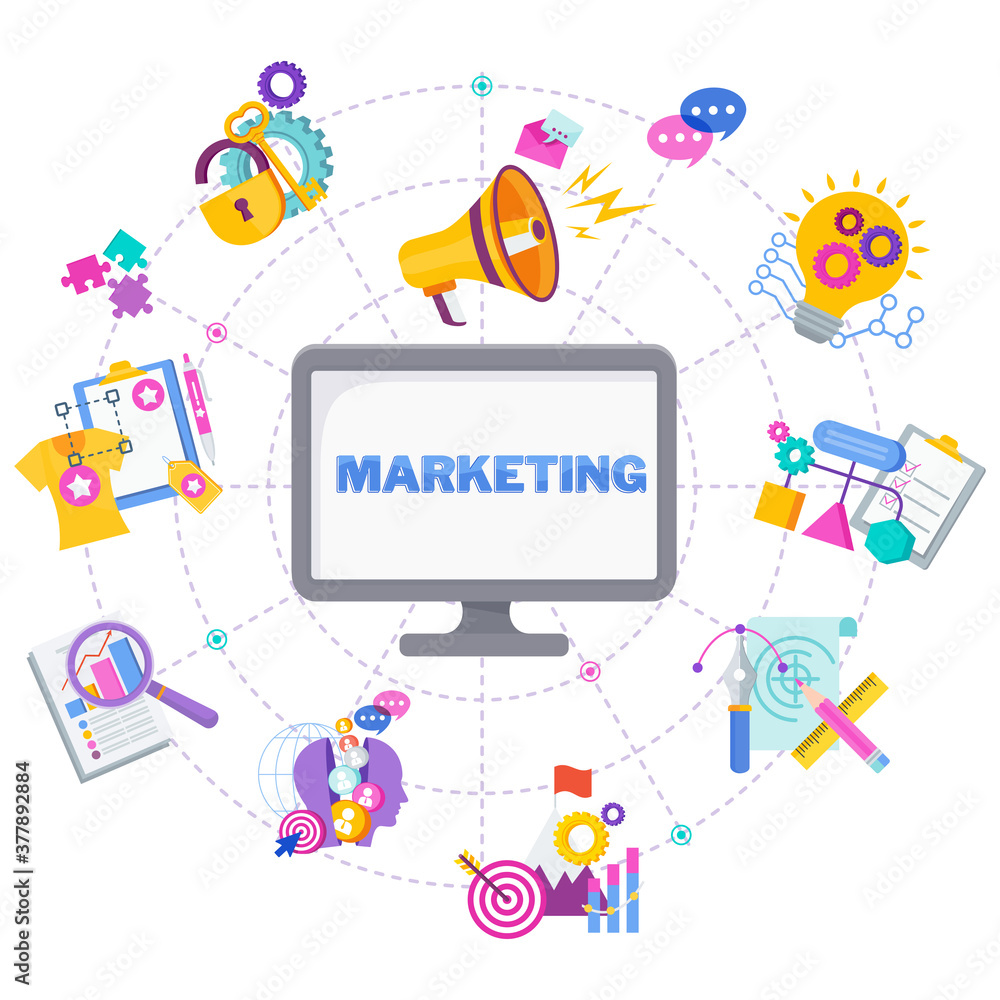 Marketing mix infographic flat vector illustration. Stock Vector ...