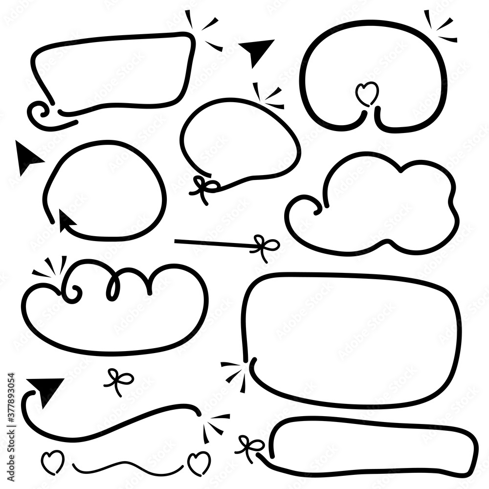 Hand Drawn Line Frame Border Set Collection Stock Vector Adobe Stock