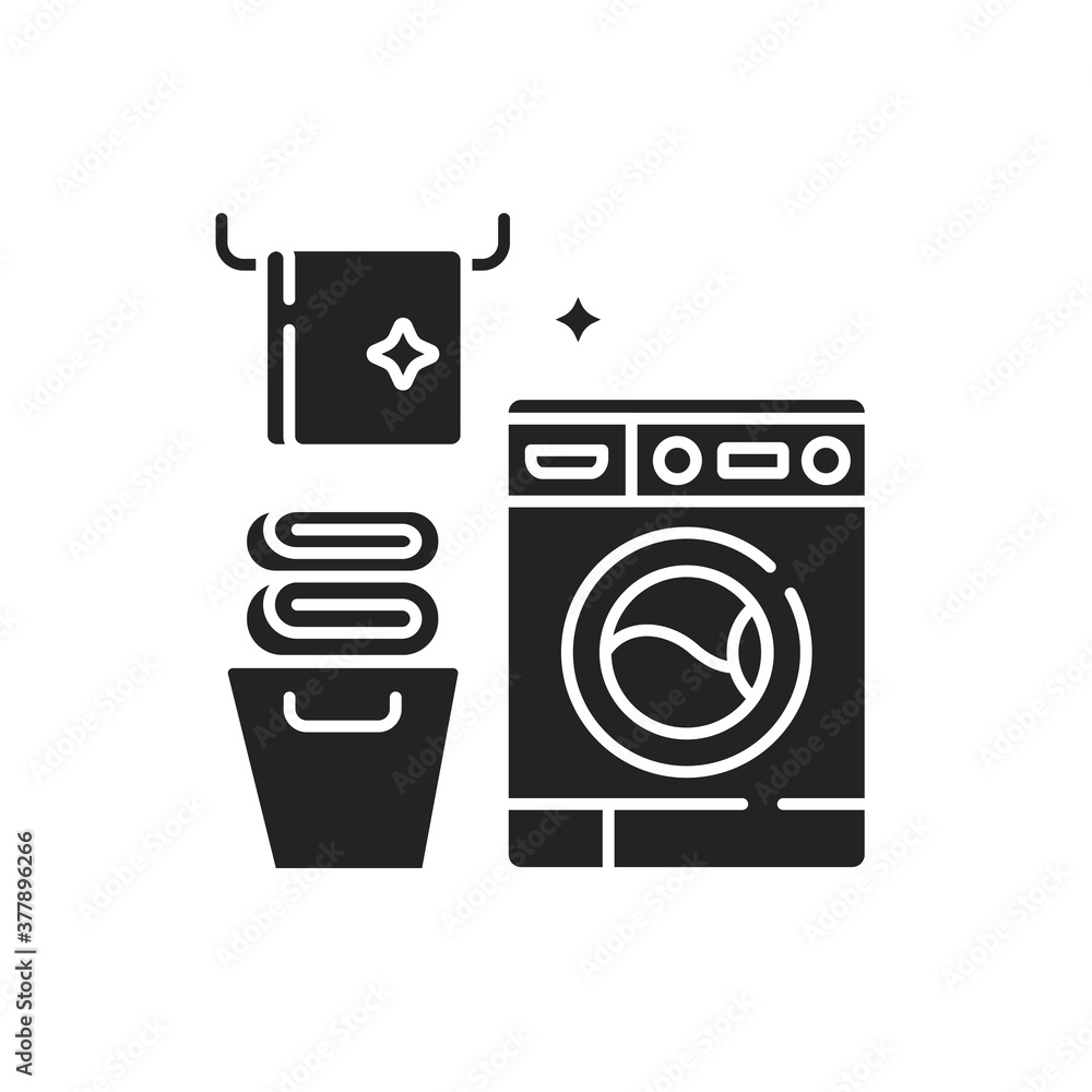 Laundry room black glyph icon. House amenities sign. Cleaning service ...