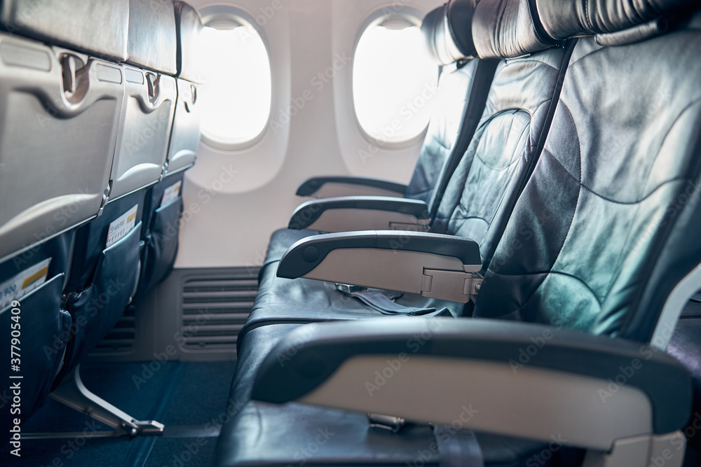 Empty airplane seats in the new cabin Stock Photo | Adobe Stock