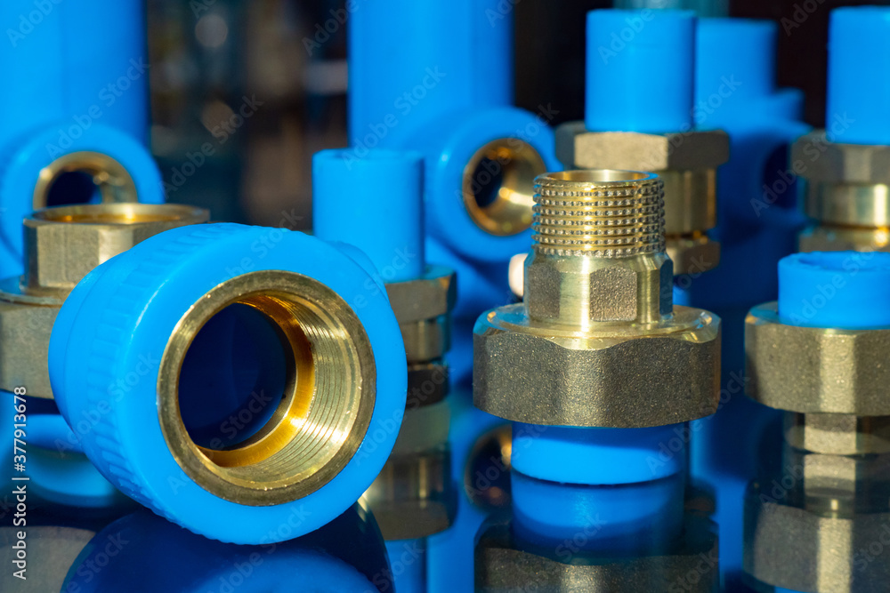 Plumbing products with a blue finish. Plumbing adapters and connectors ...