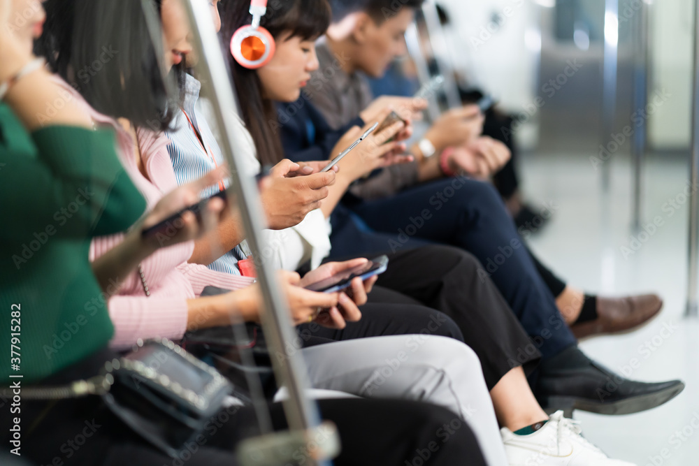 Diversity Crowd of passengers on Urban Public Transport Metro. Asian ...