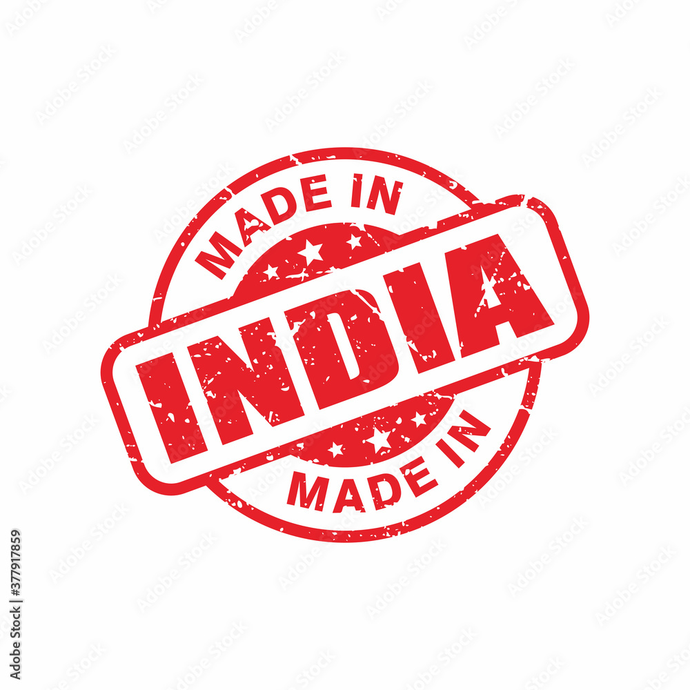 Abstract Red Grungy Made In India Rubber Stamps Sign with Circle Shape ...