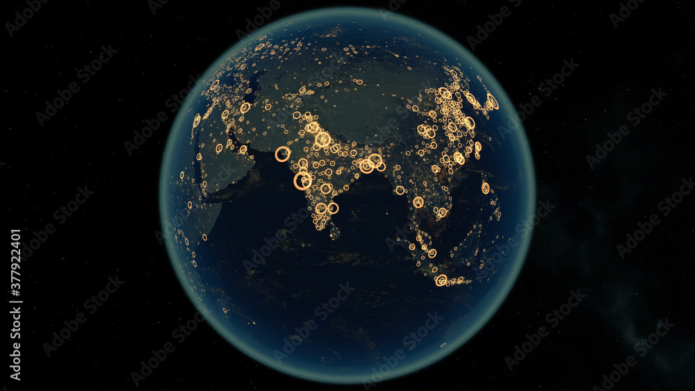 Number of People Living in Cities. Asia Map. World Population Density ...