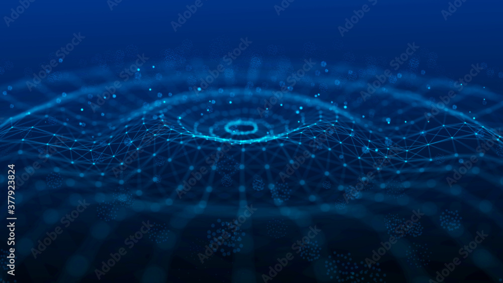 Wave of particles. Abstract background with a dynamic wave. Futuristic ...