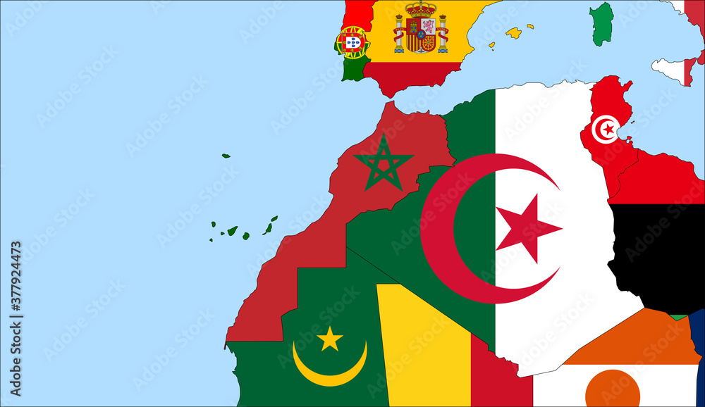 Center the map of Morocco. Vector maps showing Morocco and neighboring ...