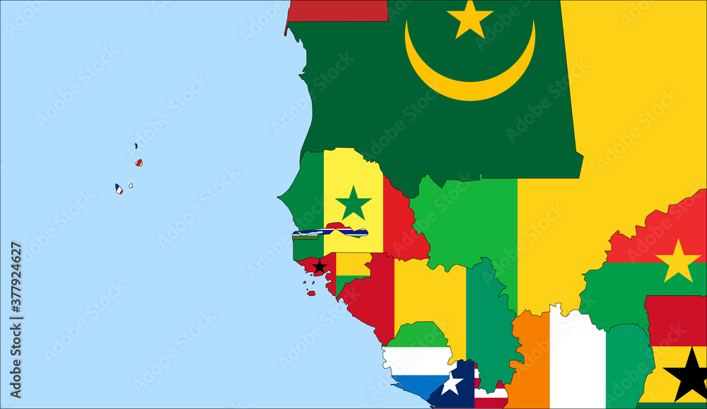 Center the map of Senegal. Vector maps showing Senegal and neighboring ...
