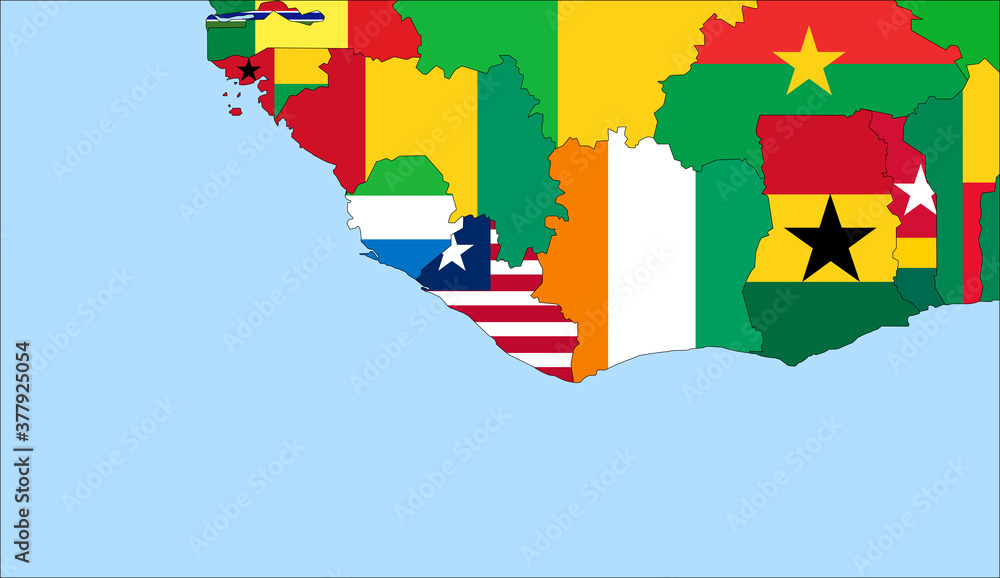 Vettoriale Stock Center the map of Liberia. Vector maps showing Liberia ...