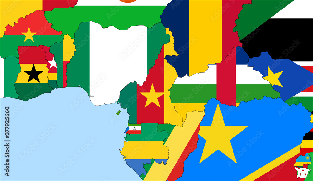 Center the map of Cameroon. Vector maps showing Cameroon and ...