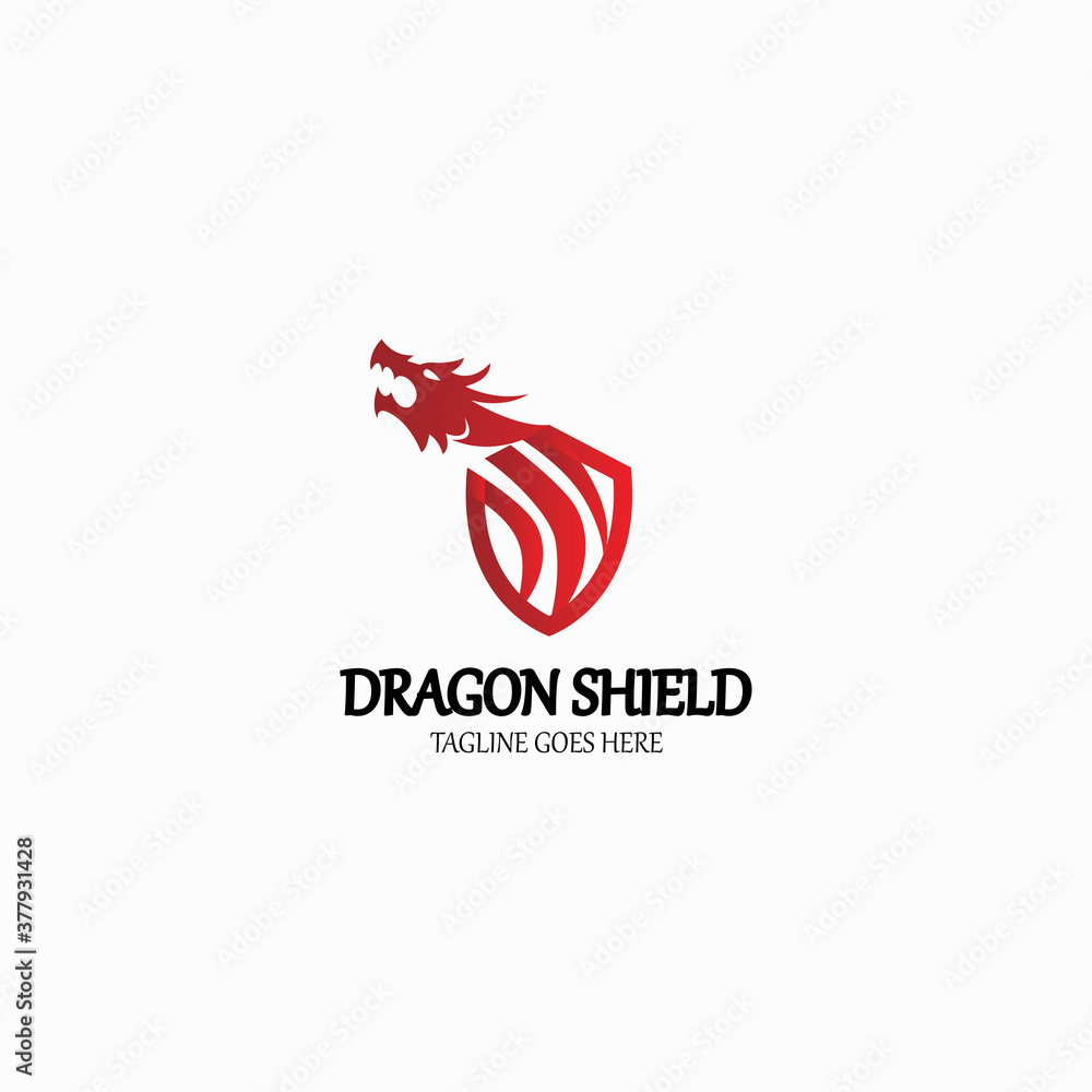 Dragon logo design template. Dragon shield icon. Vector illustration ...