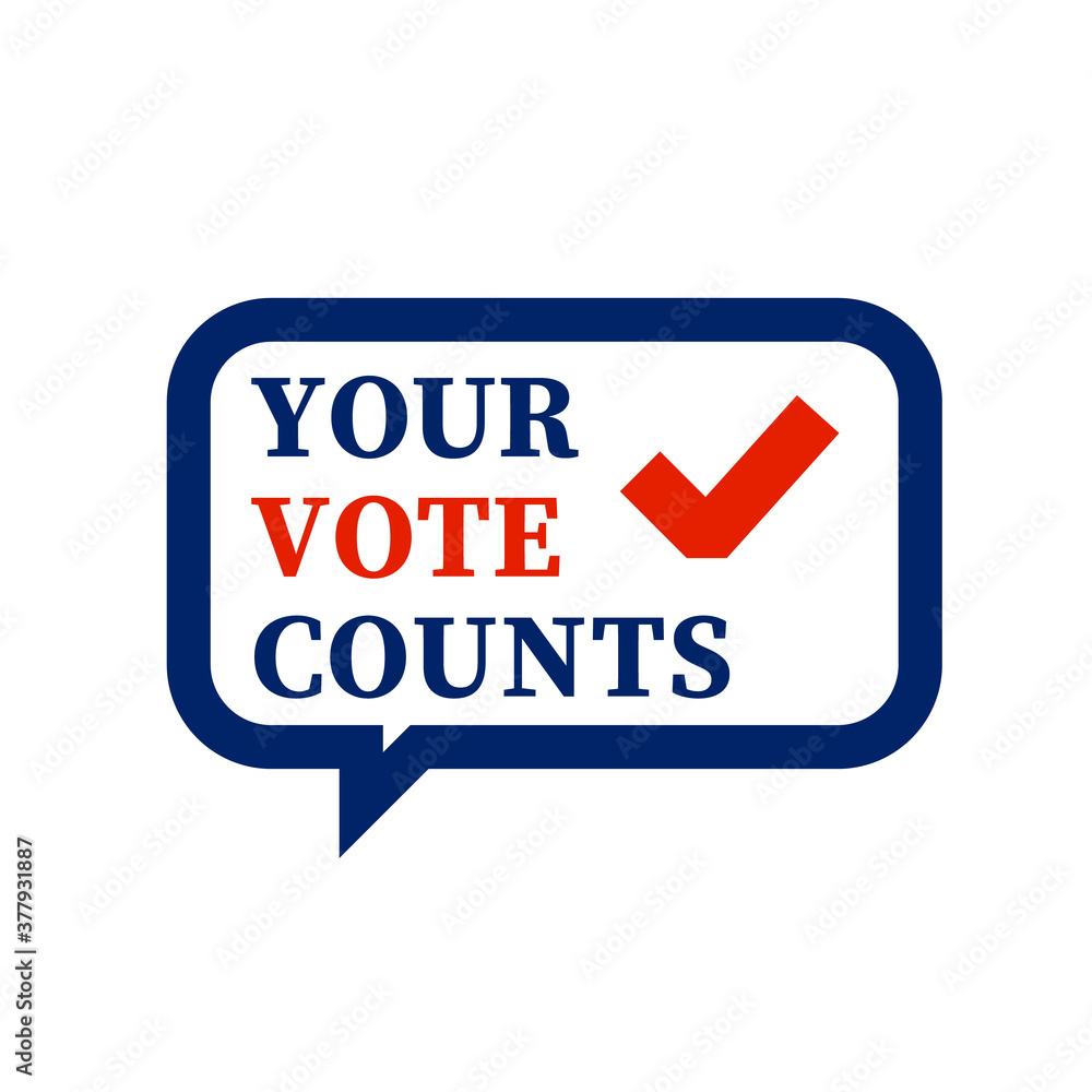 Your Vote Counts Speech bubble icon. Clipart image isolated on white ...