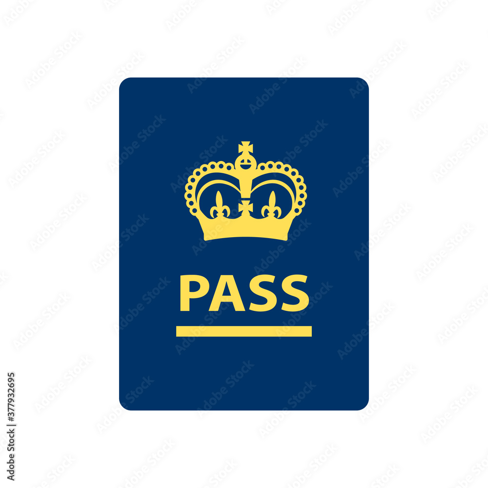 Blue UK passport icon. Clipart image isolated on white background ...