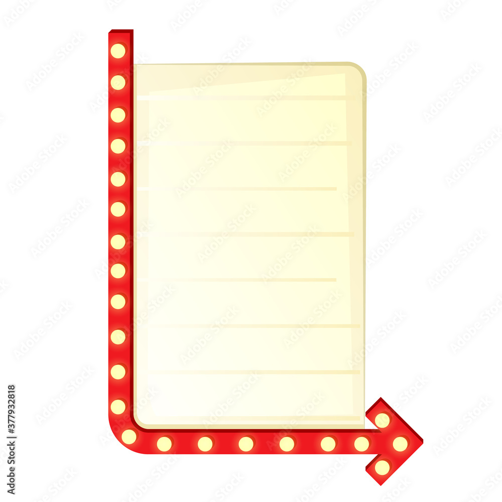 Marquee arrow blank sign icon. Clipart image isolated on white ...