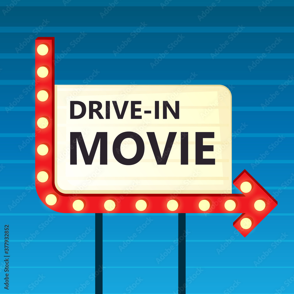 Drive-in movie sign illustration. Clipart image. Stock Vector | Adobe Stock