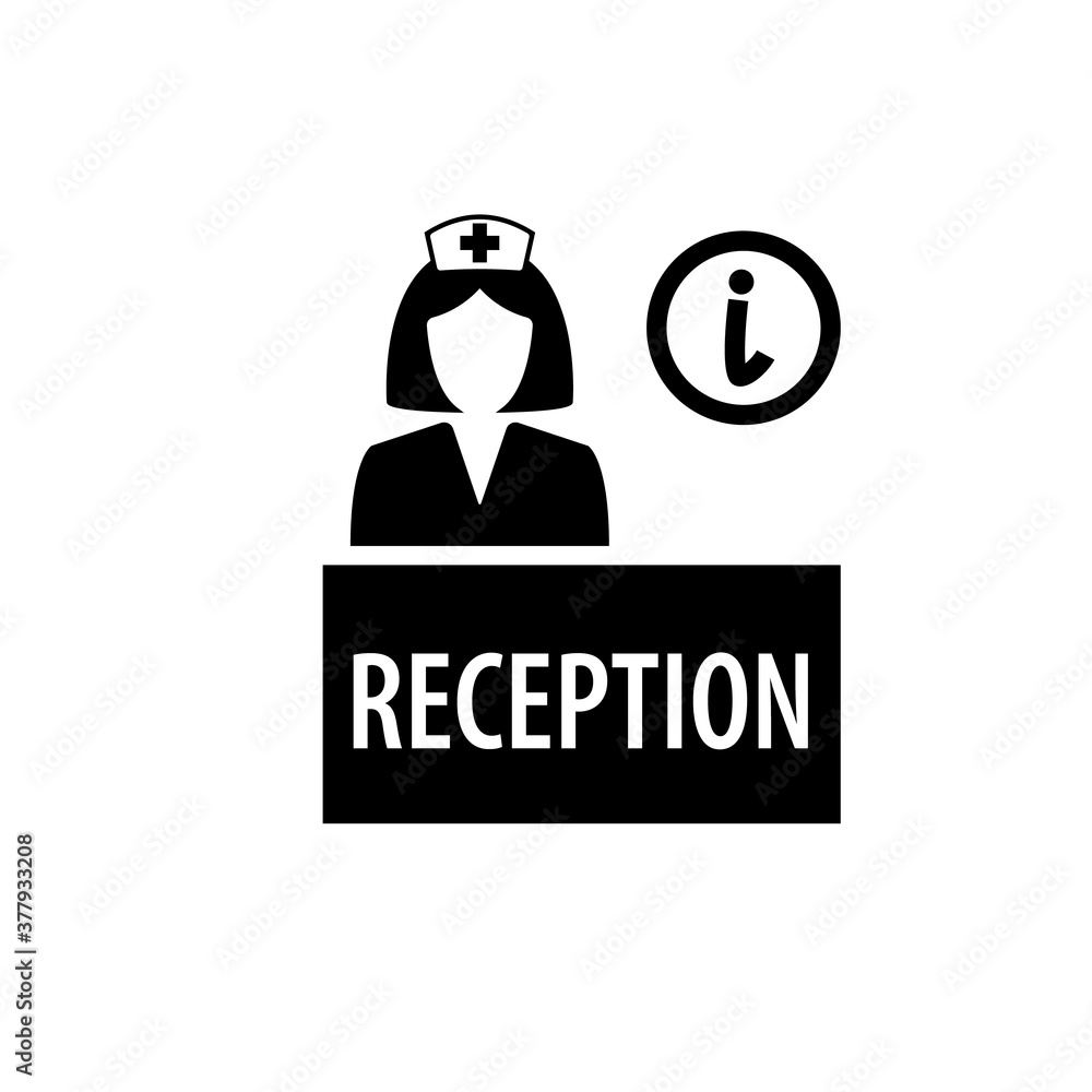 Medic receptionist front desk icon. Clipart image isolated on white ...